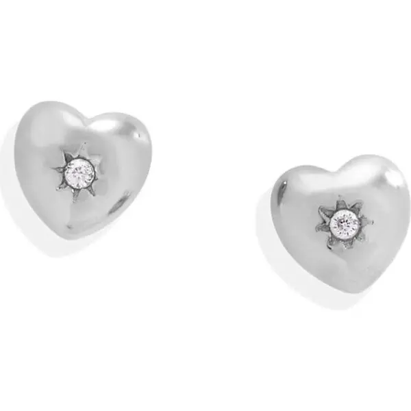 ALEX AND ANI Puffy Heart Mini Stud Earrings - Silver