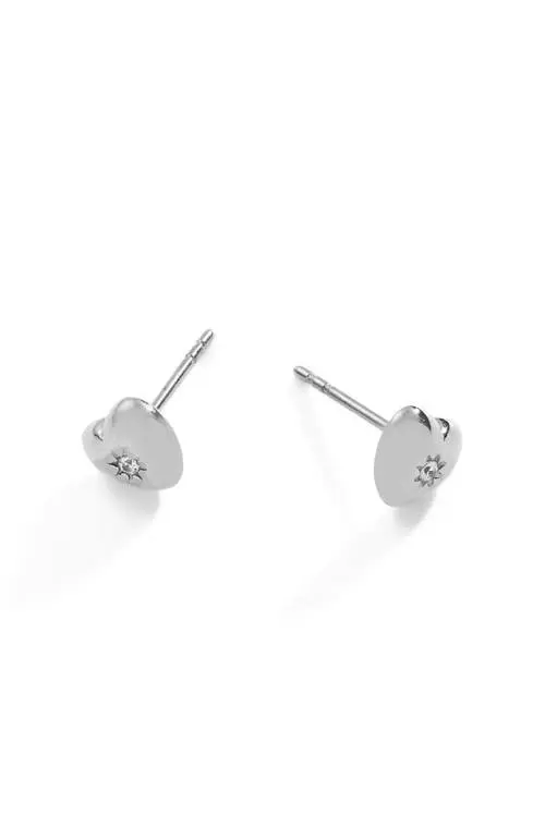 ALEX AND ANI Puffy Heart Mini Stud Earrings - Silver