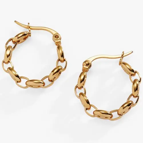ALEX AND ANI Frozen Mariner Chain Hoop Earrings - Gold