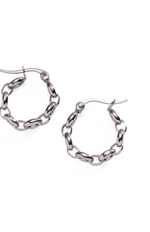ALEX AND ANI Frozen Mariner Chain Hoop Earrings - Silver