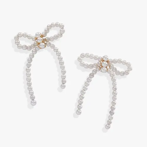 ALEX AND ANI Bow Stud Earrings - Pearl