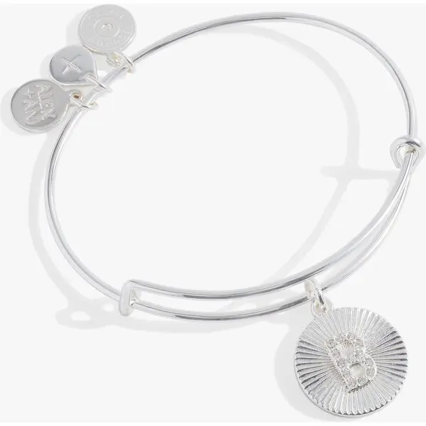 ALEX AND ANI Pavé Starburst Texture Initial Bangle Bracelet - Silver - B