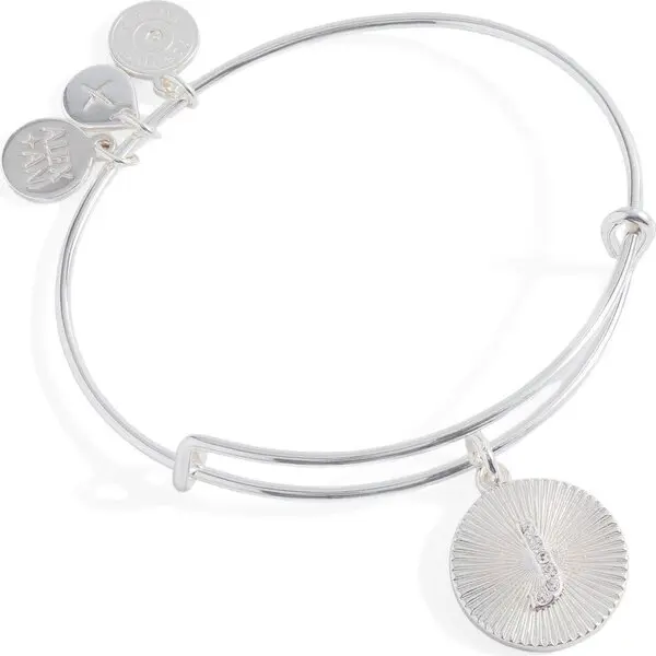 ALEX AND ANI Pavé Starburst Texture Initial Bangle Bracelet - Silver - J