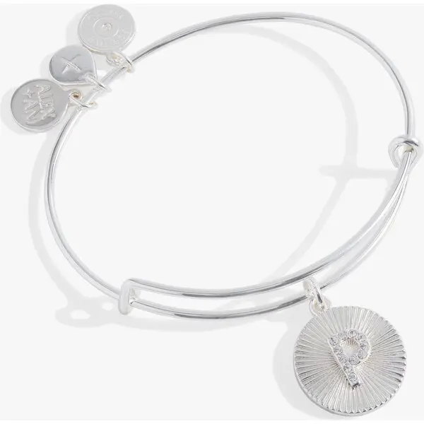 ALEX AND ANI Pavé Starburst Texture Initial Bangle Bracelet - Silver - P