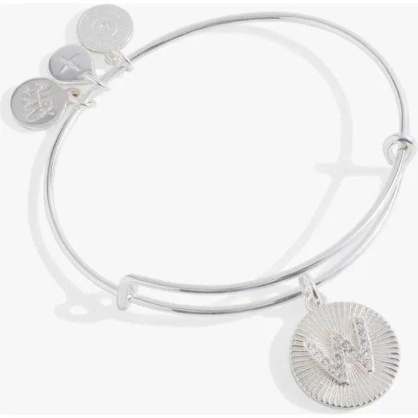 ALEX AND ANI Pavé Starburst Texture Initial Bangle Bracelet - Silver - W