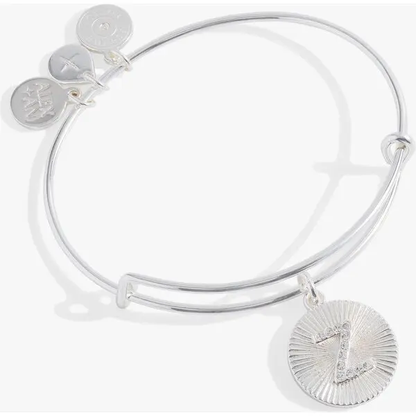 ALEX AND ANI Pavé Starburst Texture Initial Bangle Bracelet - Silver - Z