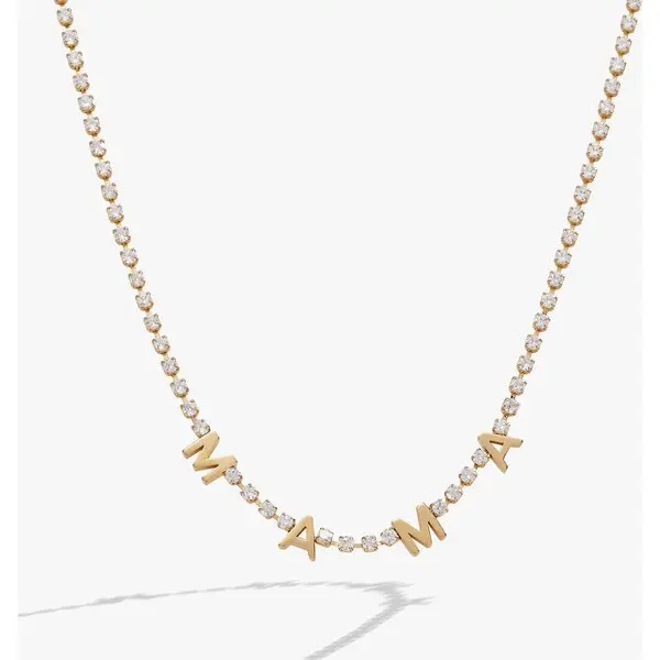 ALEX AND ANI Mama Crystal Tennis Necklace - Gold
