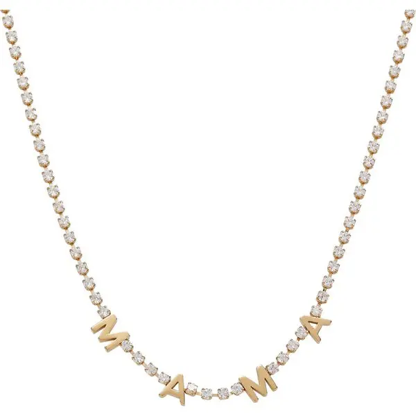ALEX AND ANI Mama Crystal Tennis Necklace - Gold