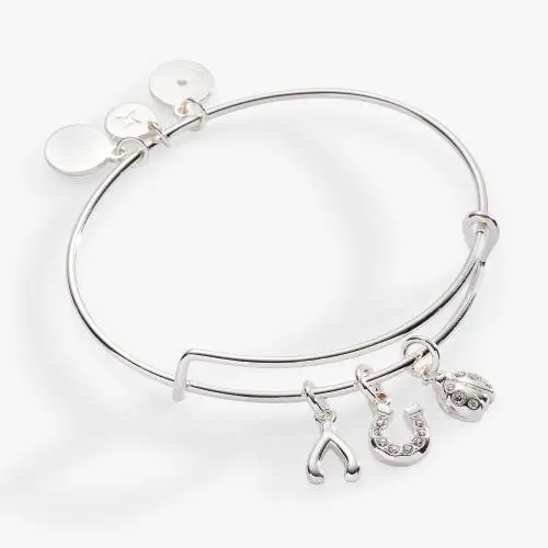 ALEX AND ANI Love And Luck Multi-charm Bangle Bracelet - Silver