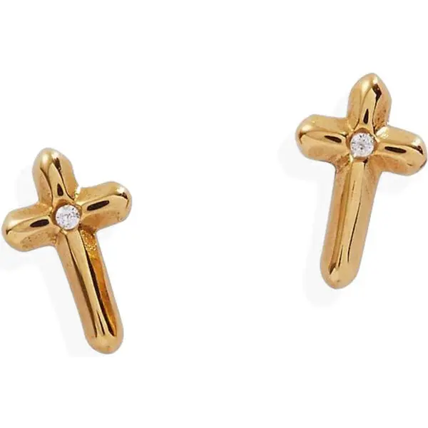 ALEX AND ANI Crystal Cross Stud Earrings - Gold