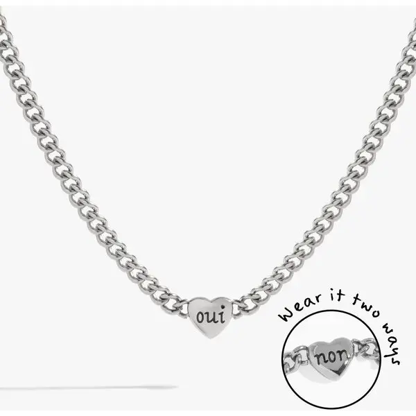 ALEX AND ANI Oui Non Heart Inline Necklace - Silver