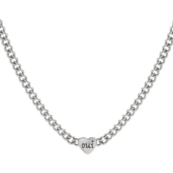 ALEX AND ANI Oui Non Heart Inline Necklace - Silver