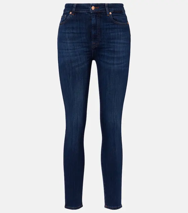 7 For All Mankind Aubrey High-rise Cropped Skinny Jeans - Blue