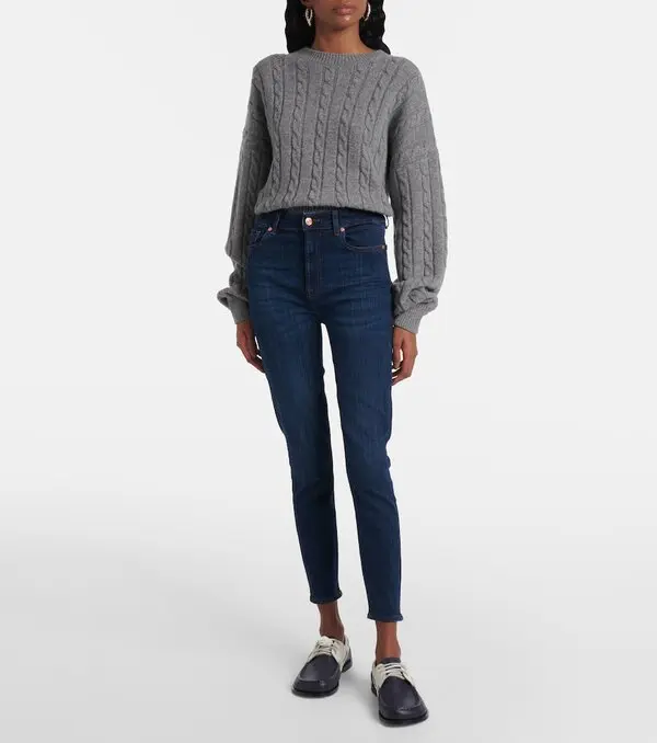 7 For All Mankind Aubrey High-rise Cropped Skinny Jeans