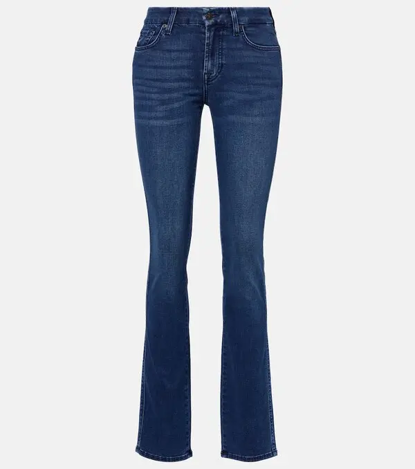 7 For All Mankind Kimmie Mid-rise Straight Jeans - Blue