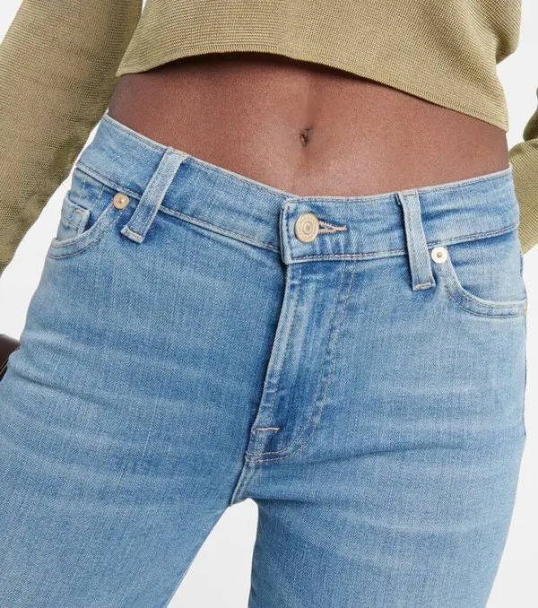 7 For All Mankind Mid-rise Skinny Jeans In Intro Wash - Blue