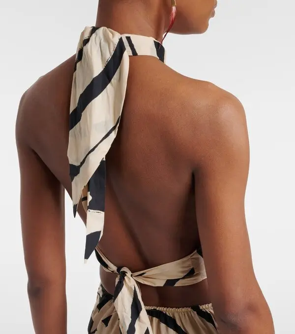 Johanna Ortiz Printed Cutout Halterneck Maxi Dress - Beige