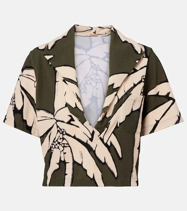 Johanna Ortiz Cropped Printed Shirt - Green