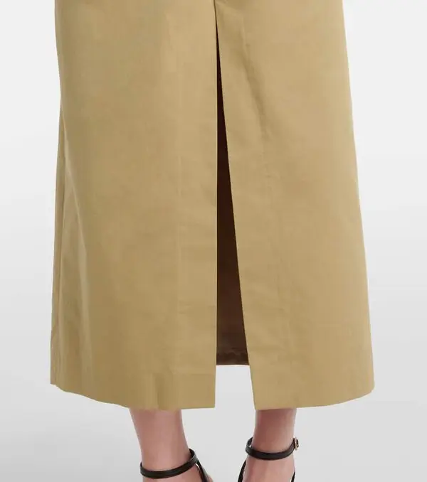Dries Van Noten Belted Pleated Cotton Midi Skirt - Beige