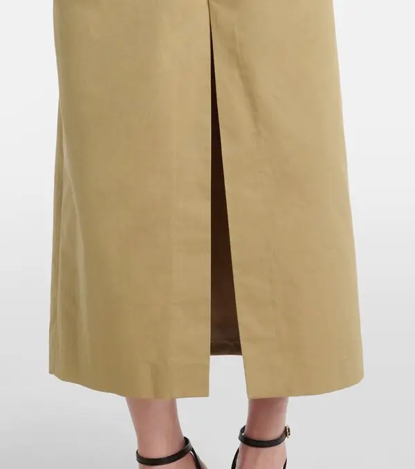 Dries Van Noten Belted Pleated Cotton Midi Skirt