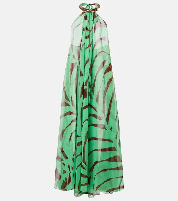 Johanna Ortiz Tactile Winds Georgette Maxi Dress - Green