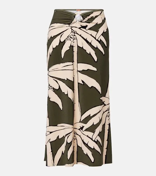 Johanna Ortiz Printed Terry Maxi Skirt - Green