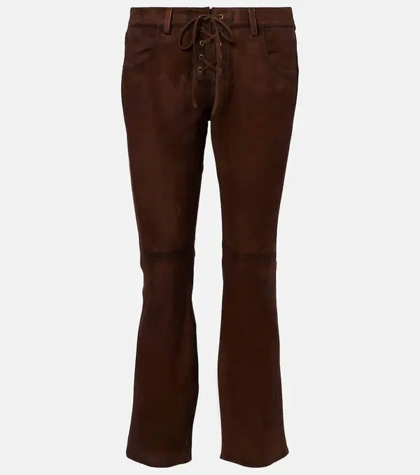 Isabel Marant Étoile Vanel Low-rise Suede Lace-up Pants - Brown