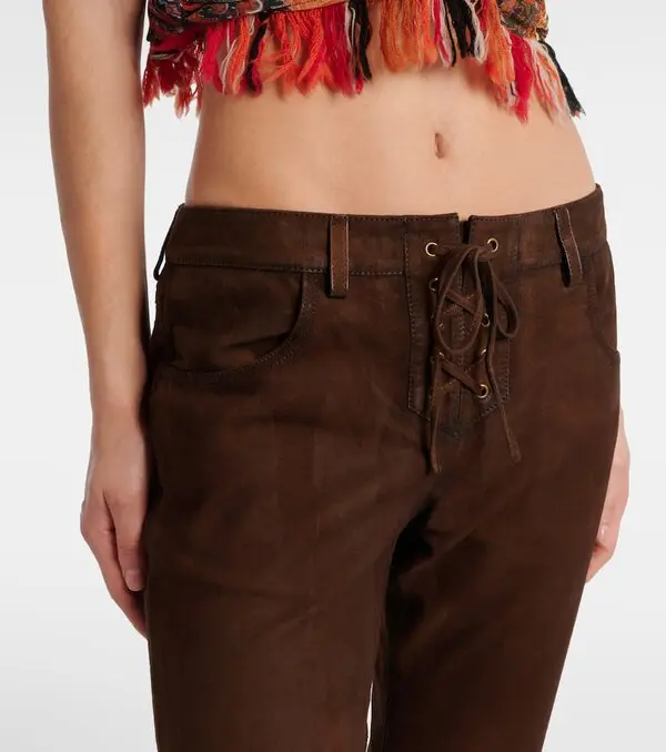 Isabel Marant Étoile Vanel Low-rise Suede Lace-up Pants - Brown