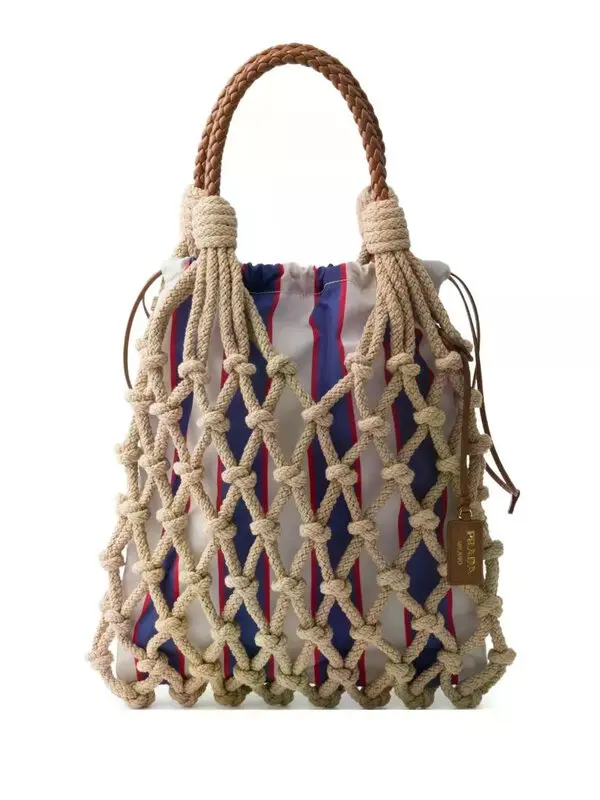 Prada Medium Noué Cotton Tote - Neutrals