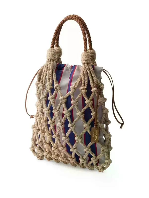 Prada Medium Noué Cotton Tote - Neutrals