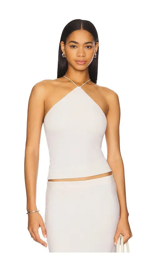Enza Costa Silk Knit Halter Tank Top - Canvas