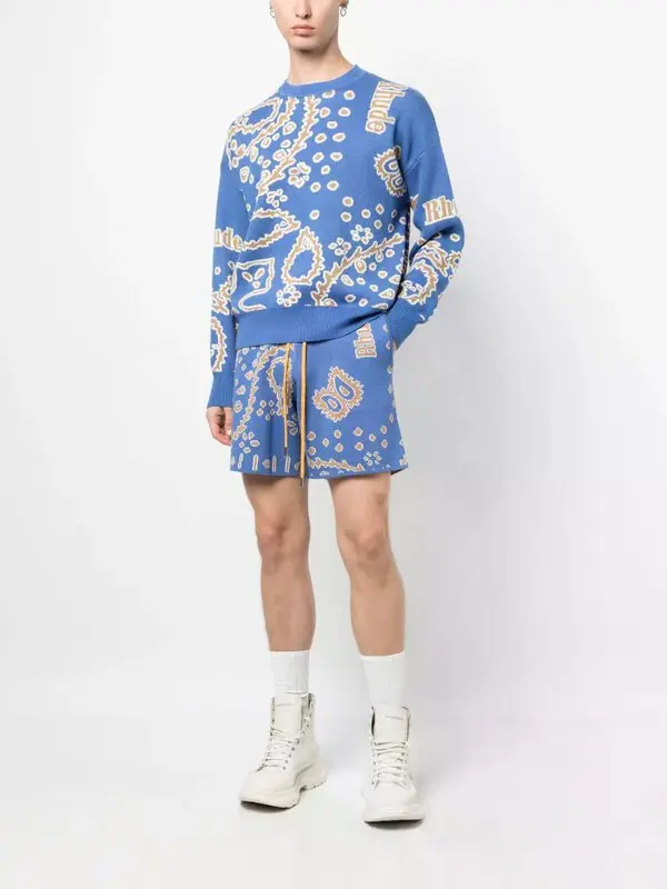 Rhude Bandana-knit Sweater - Blue