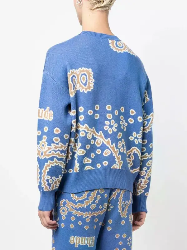 Rhude Bandana-knit Sweater - Blue