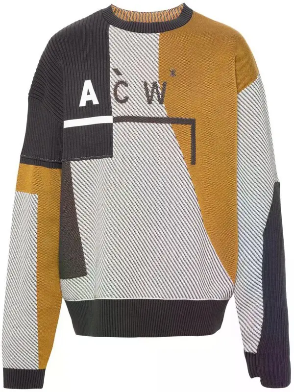 A-COLD-WALL* Geometric-intarsia Bone Sweater - White