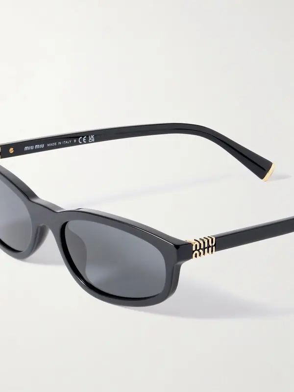 Miu Miu Oval-frame Acetate Sunglasses - Black