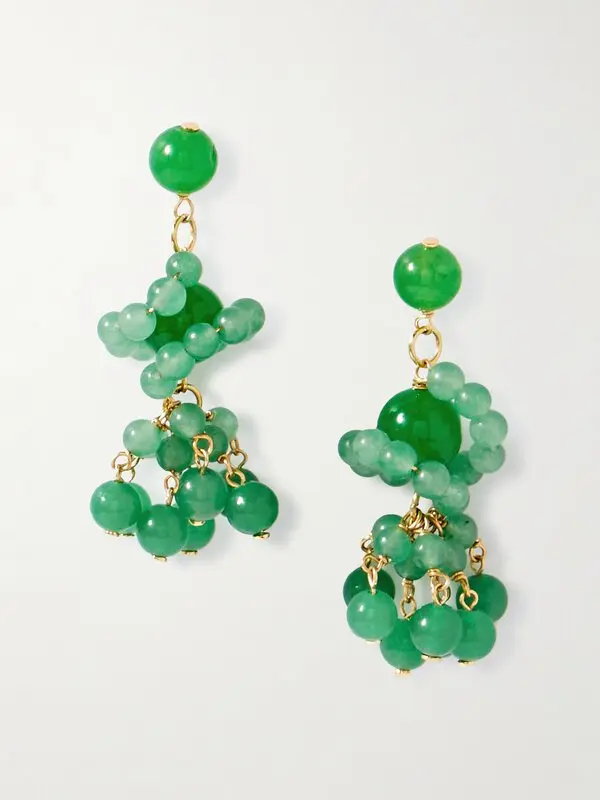 Completedworks Recycled Gold Vermeil Agate Drop Earrings - Green