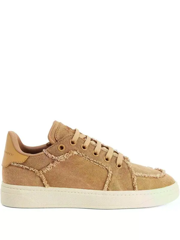 GIUSEPPE ZANOTTI Frayed-detail Low-top Sneakers - Brown