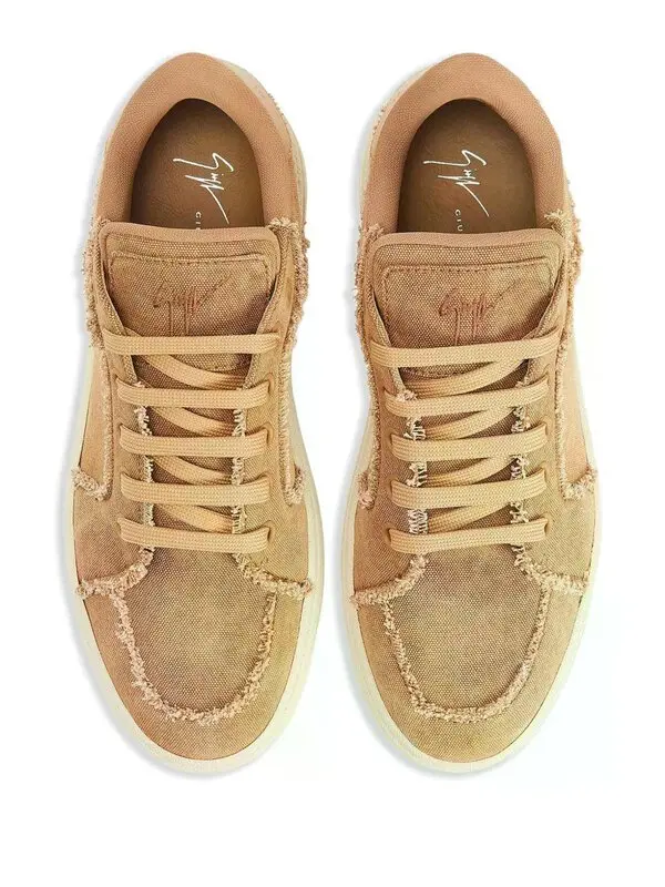 GIUSEPPE ZANOTTI Frayed-detail Low-top Sneakers - Brown