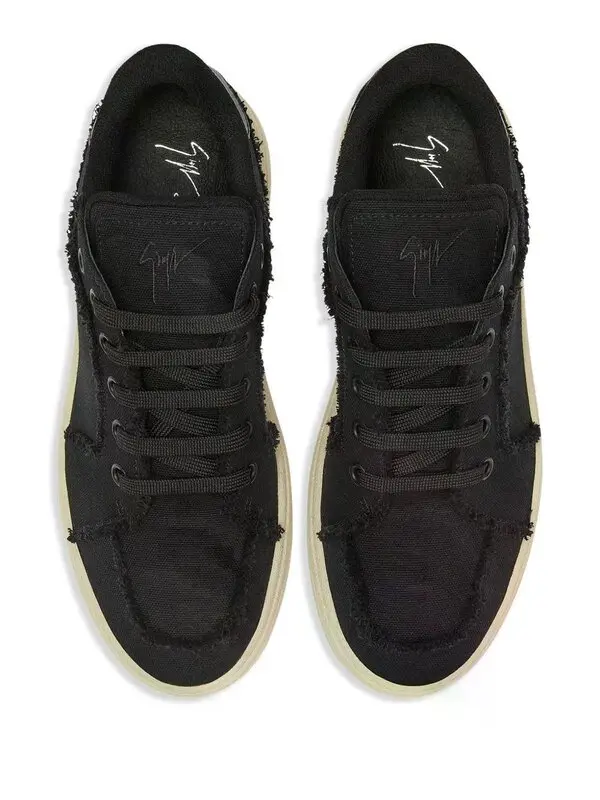 GIUSEPPE ZANOTTI Frayed-detail Low-top Sneakers - Black