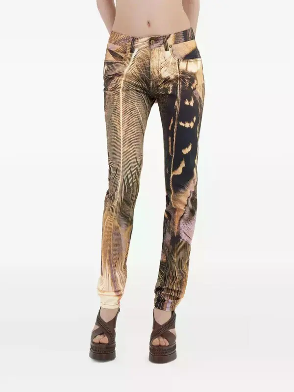Roberto Cavalli Feather-print Trousers