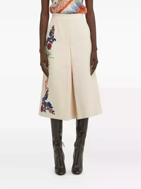 Roberto Cavalli Floral-embroidered Midi Skirt