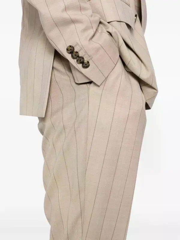 LARDINI Striped Double Breasted Suit - Neutrals
