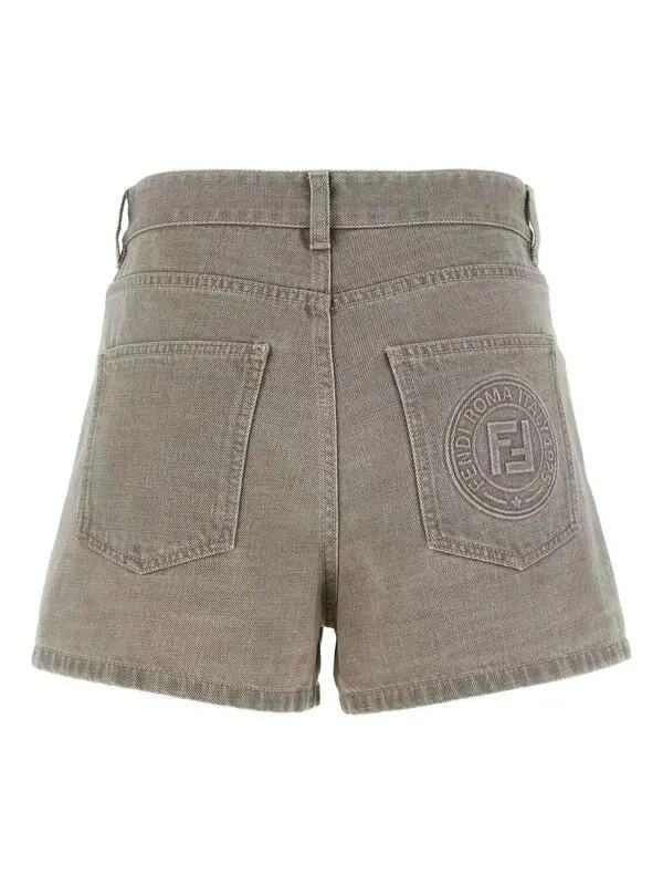 Fendi Stamp 1925 Logo-embroidered Denim Shorts - Neutrals