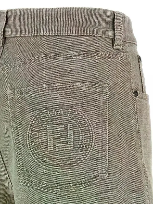 Fendi Stamp 1925 Logo-embroidered Denim Shorts - Neutrals