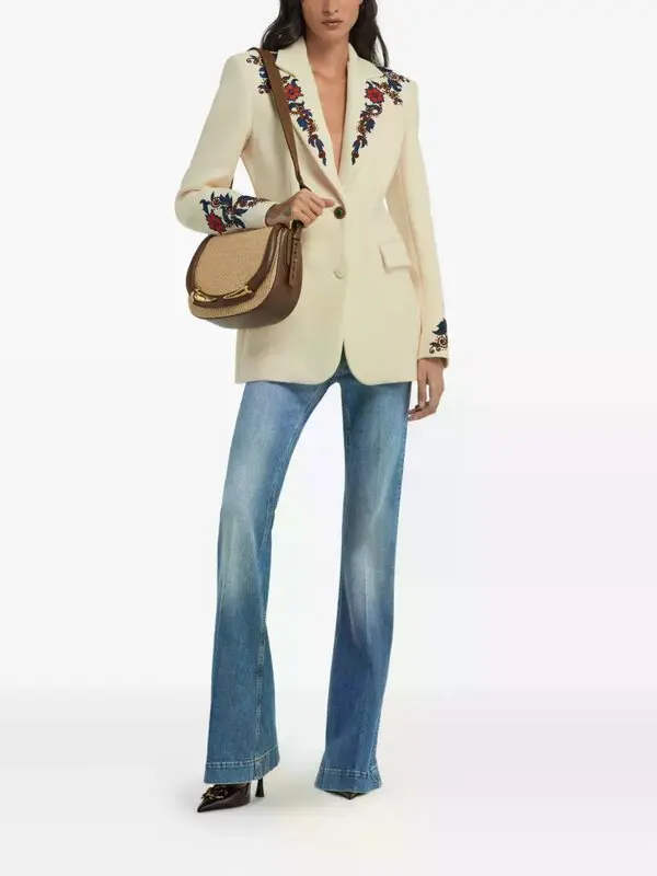 Roberto Cavalli Floral-embroidered Blazer