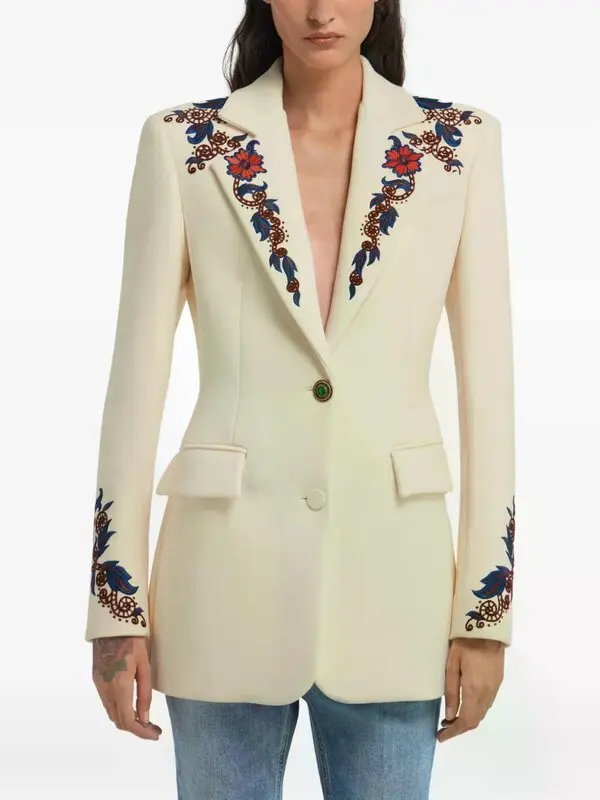 Roberto Cavalli Floral-embroidered Blazer