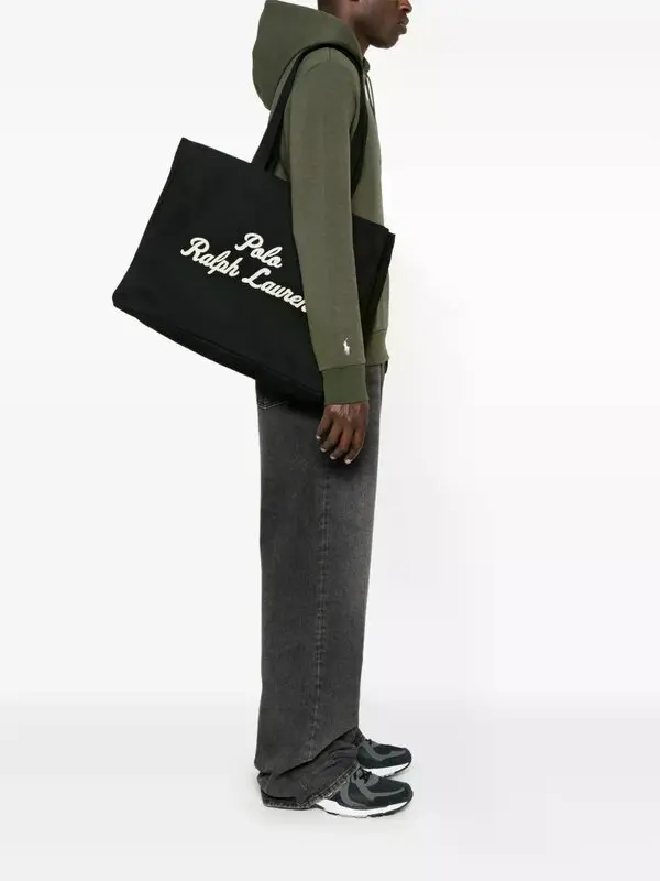 Polo Ralph Lauren Logo Embroidered Canvas Tote Bag - Black