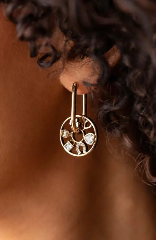 ALEX AND ANI Love And Luck Wheel Hoop Earrings