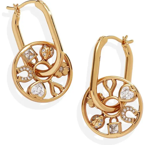 ALEX AND ANI Love And Luck Wheel Hoop Earrings - Gold