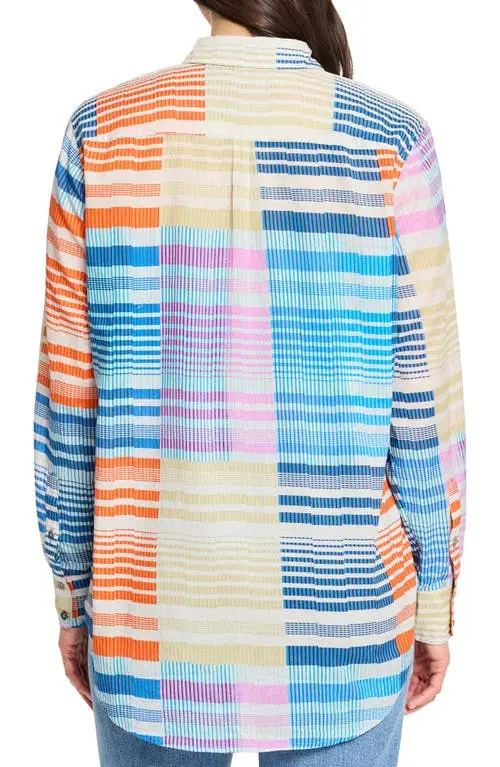 NIC+ZOE Sunset Stripe Cotton Button-up Shirt